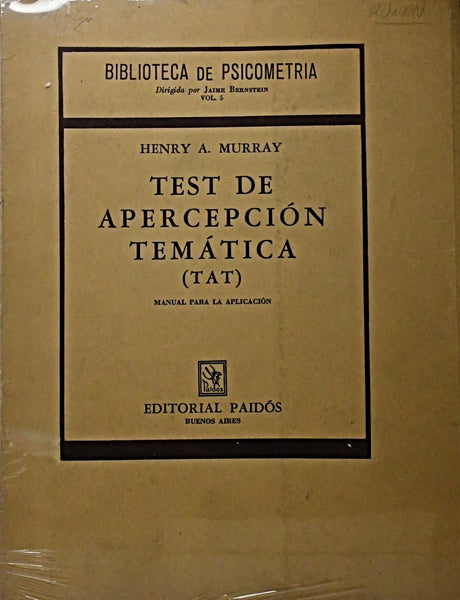 TEST DE APERCEPCION TEMATICA (TAT).. | Henry A. Murray – Librería Pocho
